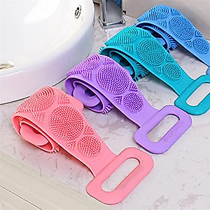 INGVY Dry Brushing Body Brush Body Sponge Silicone Brush Bath Towel Bath Gel Bath Cleansing Brush Massage Bath Exfoliating Cleansing Brush Bathroom Utensils (Color : Purple)