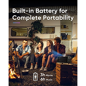 NOMVDIC X300 Smart Portable Projector,16W Harman Kardon Speakers, 1080P FHD Video Projector, 300 ANSI Outdoor Movie Projector, Wireless WiFi & BT, 110" Big Screen, Battery Built-in 6H Music/ 3H Video