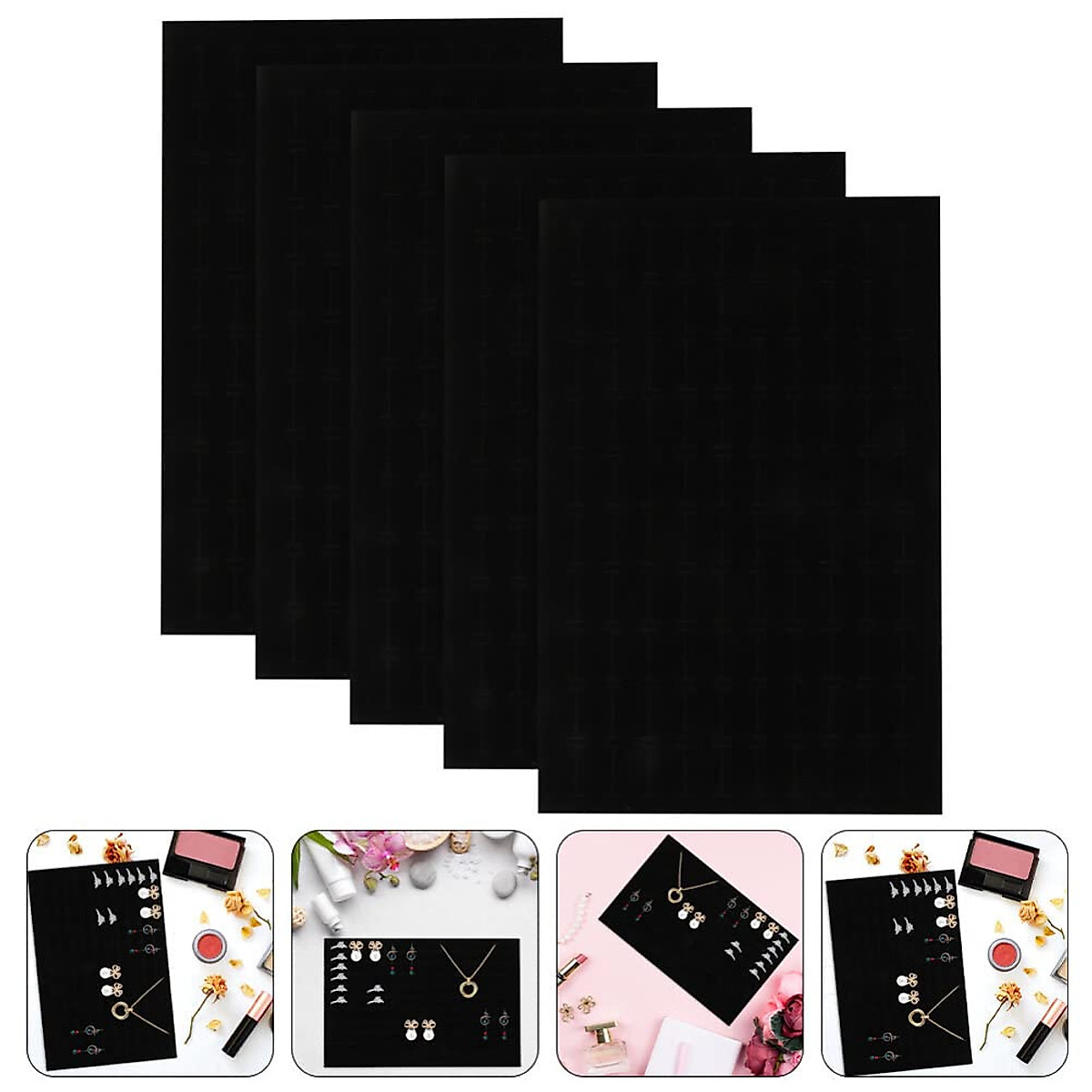 Ring Holder 3pcs Jewelry Display Trays Sponge Ear Ring Organizer Foam Necklace Box Insert Pads for Home Shop Earrings Rings Pendant Necklaces Black Travel Jewelry Case