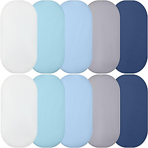 Preboun 10 Pack Bassinet Sheet for Baby Boys Girls Soft Cradle Sheets Microfiber Baby Bassinet Sheets Fit for Most Oval, Hourglass and Rectangular Mattress