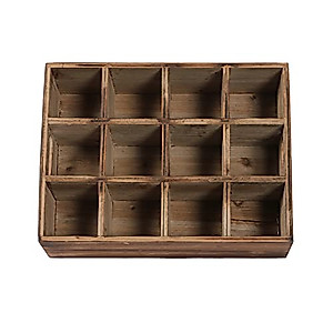 Sintosin Farmhouse Wooden Storage Crate for Decoration 13 x 10 inches, Rustic Beer Holder Box, Wood Crate Box for Crafts, Beverage Serving Caddy with Carrying Handles, 12 Individual Slots