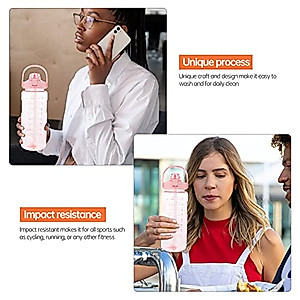 Hemoton 1pc Strap Ml: Cup: Button Plastic Outdoor Ml Gym Ensure Sports Go Handle Reusable Chug Lid Motivational Portable Large You and Leakproof Spout Scale Jug Pink Sippy It with