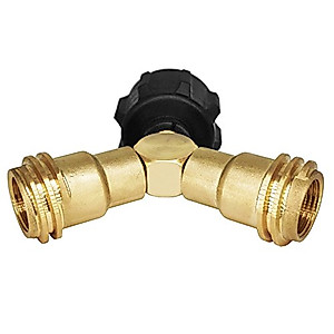 DOZYANT Propane Splitter, Propane Tank Y Splitter Adapter with Valves, 2 Way LP Gas Adapter Tee Connector for 20lb Propane Tank Cylinder, Work with BBQ Grills, Camping Stoves, Gas Burners, Heater