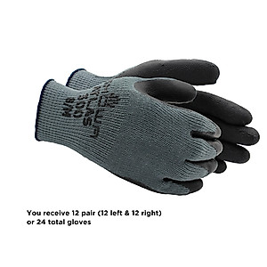 SHOWA Atlas 300B Natural Latex Palm Coated General Purpose Work Glove, Black, Large (Pack of 12 Pair)
