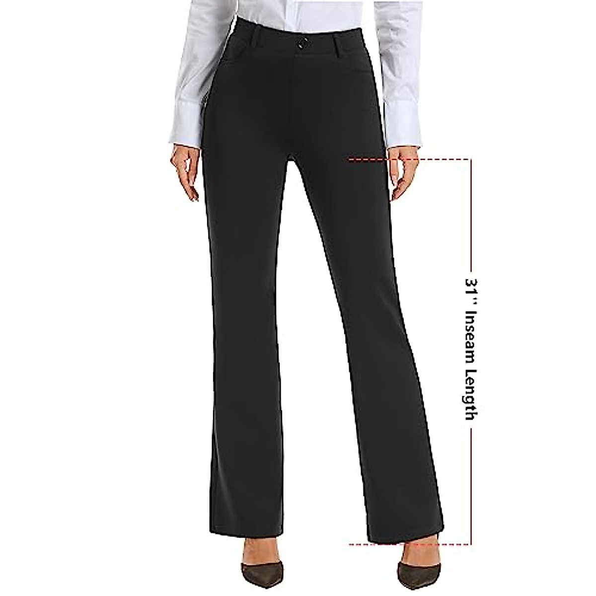 Stelle Women's Bootcut Dress Pants Business Casual 31" Stretchy Work Pants with Pockets Pull On Regular Slacks for Office (Black, Large)