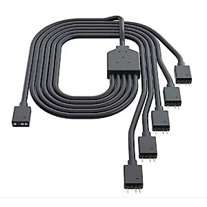 Cooler Master 1-to-5 ARGB Splitter Cable / 5V - Support 3-pin Addressable RGB - LED Sync Cable for MasterFan/MasterLiquid ARGB Series Support(ARGB 1-to-5 Splitter)