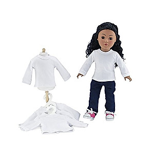 Emily Rose 18 Inch Doll Clothes Value Basics 5-Pack Long Sleeved Bright White 18-in Doll T-Shirts | Compatible with 18" American Girl Dolls