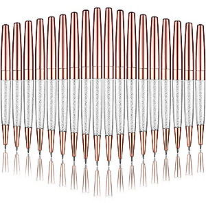 18 Pieces Crystal Diamond Pen Bling Slim Ballpoint Pen with Black Ink for School Office Supplies (Rose Gold)