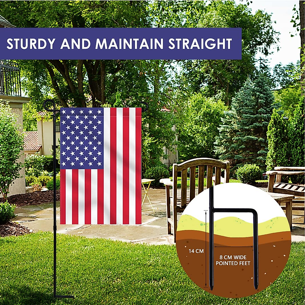 hogardeck Garden Flag Holder Stand, Thickened Pole Sturdy and Straight Premium Yard Flag Holder Weather-Proof Metal Flagpole for American Flag, Christmas Garden Flag, Outdoor Garden Decor Decoration