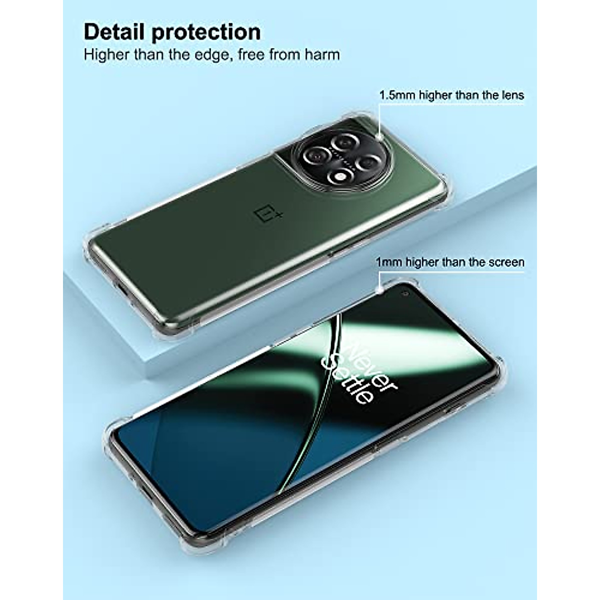 Foluu for OnePlus 11 Case, for OnePlus 11 Phone Case Clear, Scratch Resistant Reinforced Corners TPU Rubber Soft Skin Silicone Protective Case Cover for OnePlus 11 2023 (Crystal Clear)