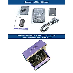 ATEL Arch W01 4G LTE Mobile Hotspot | Up to 150Mbps | WiFi Connectivity for up to 15 Users | Battery Life for 15 Hours | Compatible with Verizon & Verizon Pre-Paid