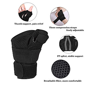 Thumb Wrist Support Brace, Breathable Wrist Braces Splint with Adjustable Straps for Arthritis, Tendonitis, Sprained, Comfortable Reversible Wrist Stabilizer for Carpal Tunnel Thumb Joint Pain Relief