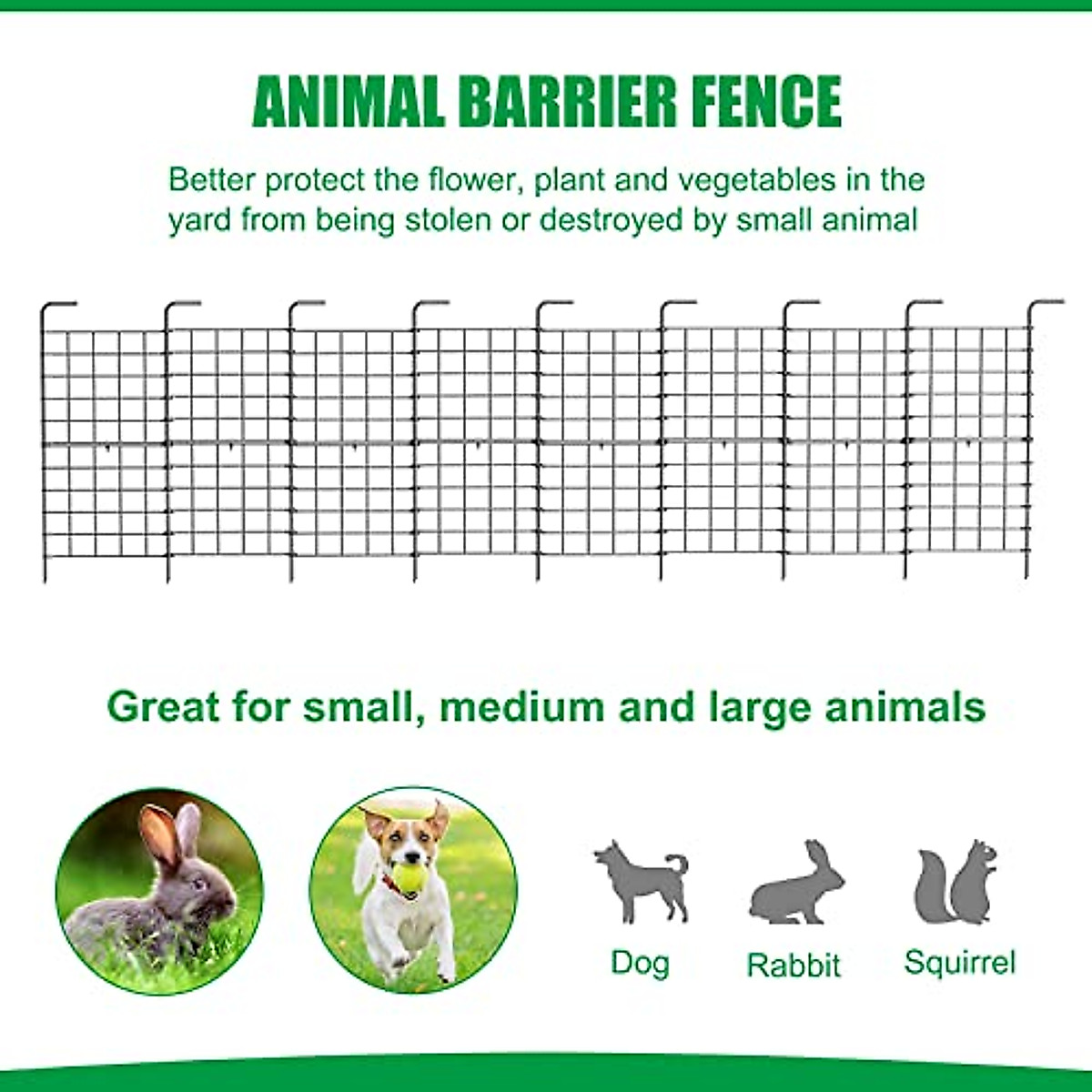 16 Pack Decorative Garden Fence No Dig Fencing Animal Barrier Fence or Dog Rabbits 24 Inch(H) X 11 Ft(L) Rustproof Metal Wire Garden Fence Border, Flower Edging for Yard Landscape Patio Outdoor Decor