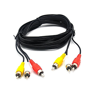 Padarsey RCA 5FT Audio/Video composite cable DVD/VCR/SAT yellow/white/red connectors 3 Male to 3 Male