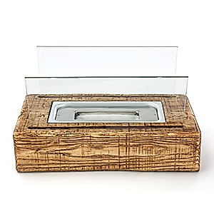 Home Zone Living Concrete Portable Tabletop Rectangle 13” Mini Fire Pit Bowl w/Wick, Indoor, Outdoor Use, Patio, Deck, Balcony Safe, Ethanol Alcohol, Smokeless, Long Burning, Fireplace, Soot Free