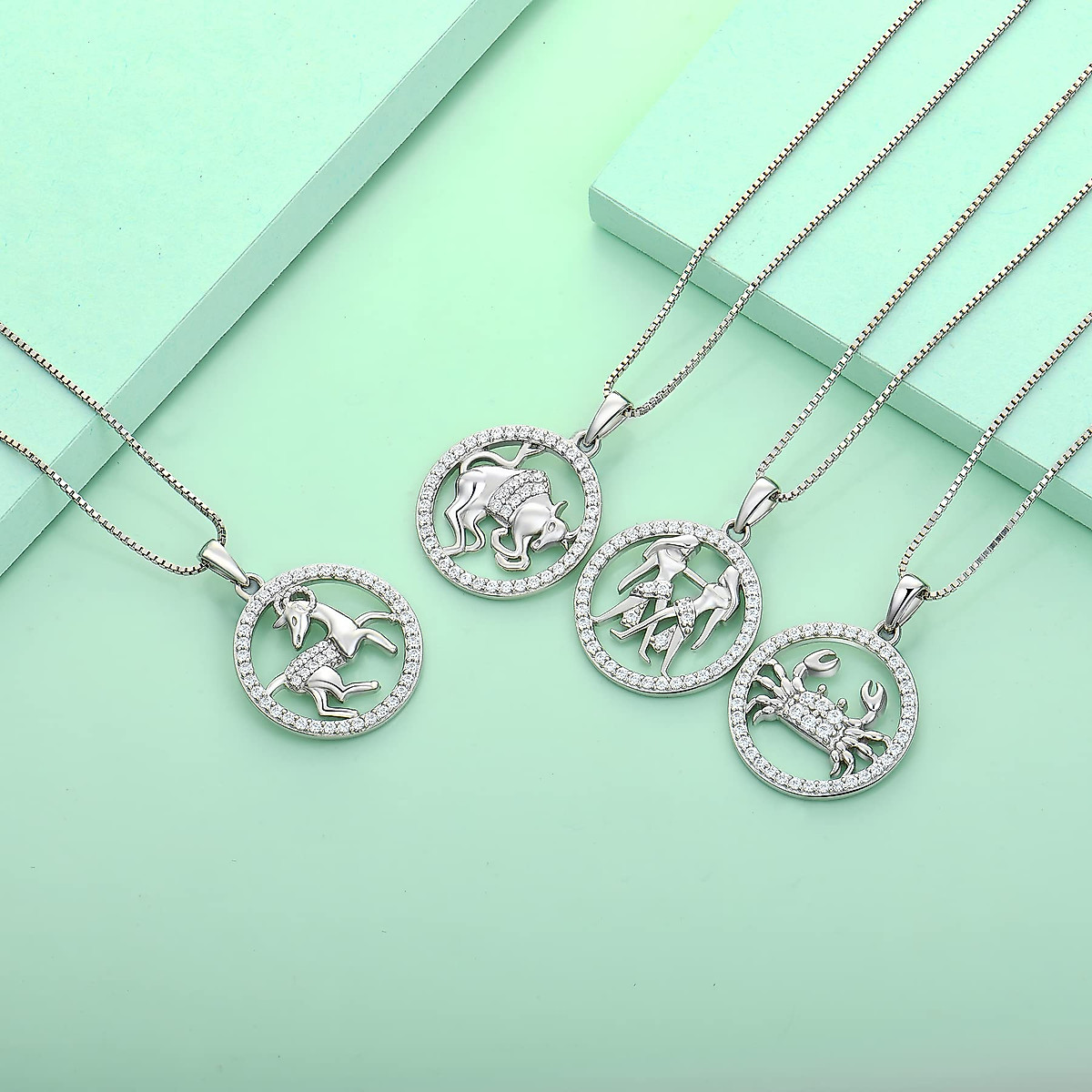 STARCHENIE Women's Constellation Jewelry Sterling Silver Zodiac Necklace Astrology Disc Horoscope Gemini Pendant 18'' Box Chain