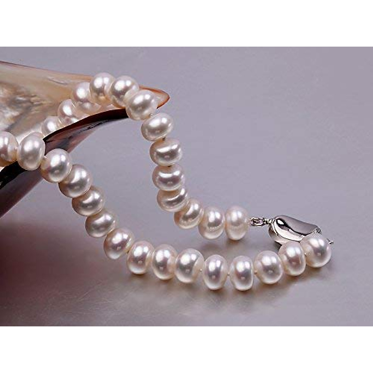 Womens Classic Small Pearl Necklace 6mm White Freshwater Pearl Necklace Choker 16"