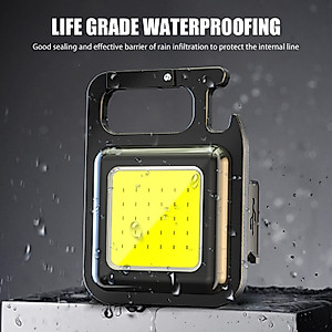 GKmow 2 PCS Car Keychain Light, Portable Mini COB Three-mode Work Light, Foldable Stand Bottle Opener Night Light, Suitable for Car Camping, Long-distance Travel, Home Use (Black)