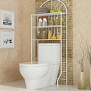 Bathroom Space Saver 69.7X25.6X13.4 Inch, 3-Layer Bathroom Corner Shelf Storage Rack Above the Toilet White, Freestanding Metal Storage Rack is Used to Store Bathroom Necessities, Flower Pots, Books
