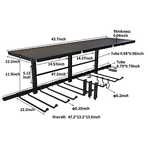 lukar Garage Tool Organizer Wall Mount, Adjustable Garage Tool Storage Rack, Garden Tool Storage Rack with 6 Hooks, Max 290 lbs Garage Storage for Garden Tools,Chair, Broom,Shovels, Trimmers.