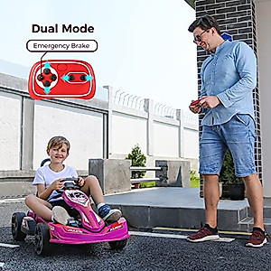 ELEMARA Electric Go Kart for Kids, 12V 2WD Battery Powered Ride On Cars with Parent Remote Control for Boys Girls,Vehicle Toy Gift with Adjustable Seat,Safety Belt,MP3,Horn,Music,Pink