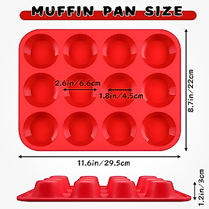 Keliwa 12 Cup Silicone Muffin - Cupcake Baking Pan / Non - Stick Silicone Mold / Dishwasher - Microwave Safe
