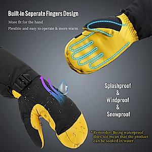 OZERO Winter Ski Gloves Cold Weather Glove Snow Mittens with Thermal Insulation Work Gloves