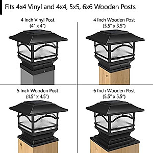 Davinci Lighting Premium Solar Outdoor Post Cap Lights - 4x4 5x5 6x6 - Bright LED Light for Fence Deck Garden or Patio Posts - Slate Black (1 Pack)