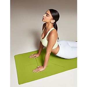 Heathyoga Eco Friendly Non Slip Yoga Mat, Body Alignment System, SGS Certified TPE Material - Textured Non Slip Surface and Optimal Cushioning,72"x 26" Thickness 1/4"