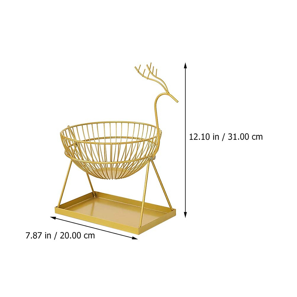 BESPORTBLE 1pc Deer Double Layer Fruit Basket Fruit Serving Basket Dry Fruit Holder Thank You Bags Wire Fruit Basket Fruits Metal Baskets Tabletop Decor Iron Household Fruit Dish