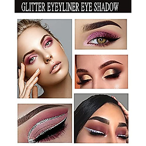 Lucoss Glitter Liquid Eyeliner Eye Shadow Makeup Kit Long Lasting Waterproof Sparkling Eyeshadow Liquid Metallic Eye Glitter Makeup