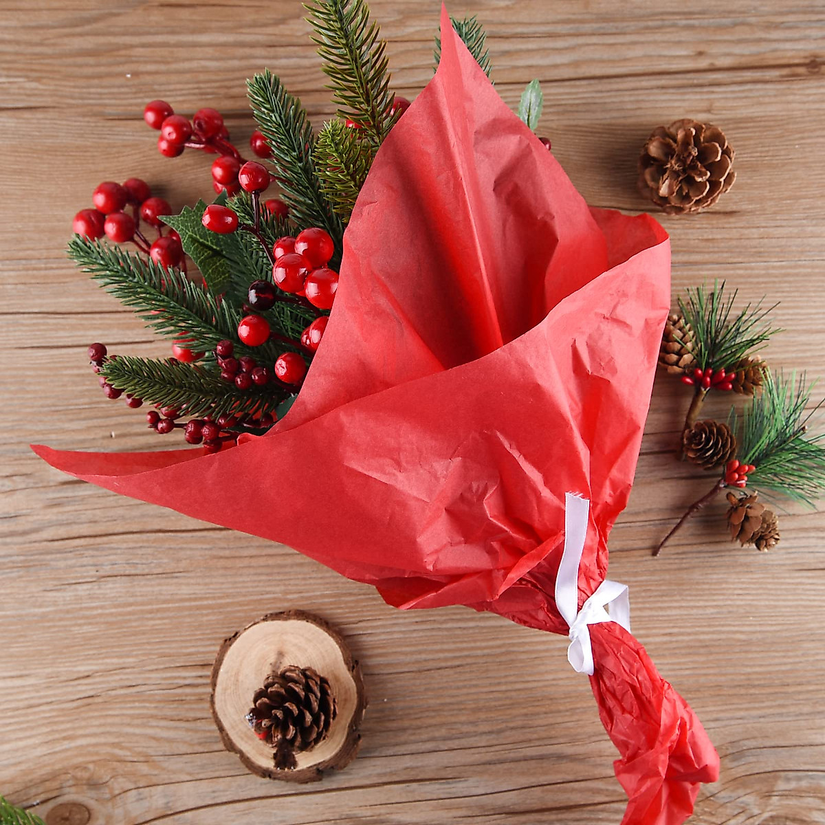 TUPARKA 60 Sheets Red Tissue Paper Christmas Tissue Paper Wrapping Paper Gift Paper for DIY and Craft, Gift Bags Decorations in Christmas Party 19.7x15inch