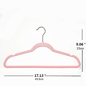 AREKUAEI Premium Blush Pink Velvet Hangers (Pack of 50) Heavyduty - Non Slip - Velvet Suit Hangers - Copper/Rose Gold Hooks,Space Saving Clothes Hangers