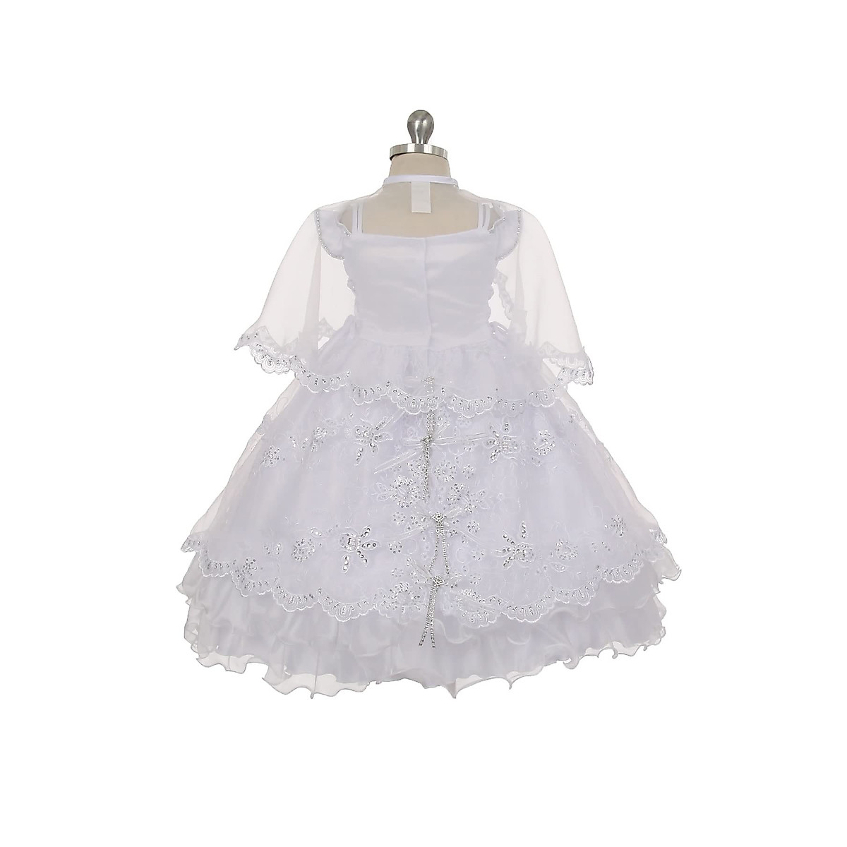 BluNight Collection Virgin Mary Embroidery Off Shoulder Baby Infant Girl Baptism Christening Dress (TR40K1) White 0
