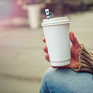 NUOBESTY Reusable Straws 3 Pcs Silicone Straw Tips Cover Cute Reusable Drinking Straw Tips Lids Covers Cap- Proof Straw Plugs for Cup Straws Green White