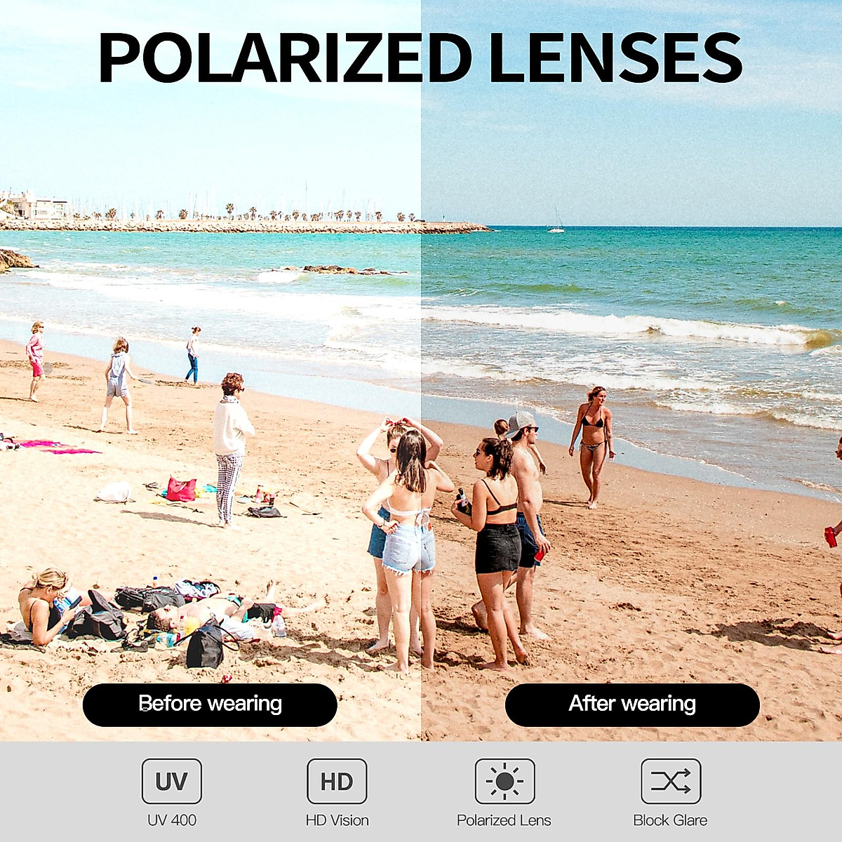 LVIOE 2 Pack Polarized Sunglasses for Women Trendy Oversized Wraparound Glasses Butterfly Decoration UV400 Protection LS2301