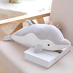 Levenkeness Dolphin Plush Hugging Pillow, Soft Large Dolphins Stuffed Animal Toy Doll Gifts for Kids, Valentine, Christmas, Bedding (19.7")