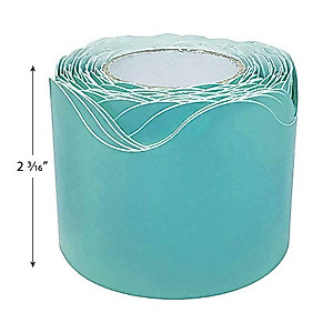 Teacher Created Resources Light Turquoise Scalloped Rolled Border Trim - 50ft - Decorate Bulletin Boards, Walls, Desks, Windows, Doors, Lockers, Schools, Classrooms, Homeschool & Offices