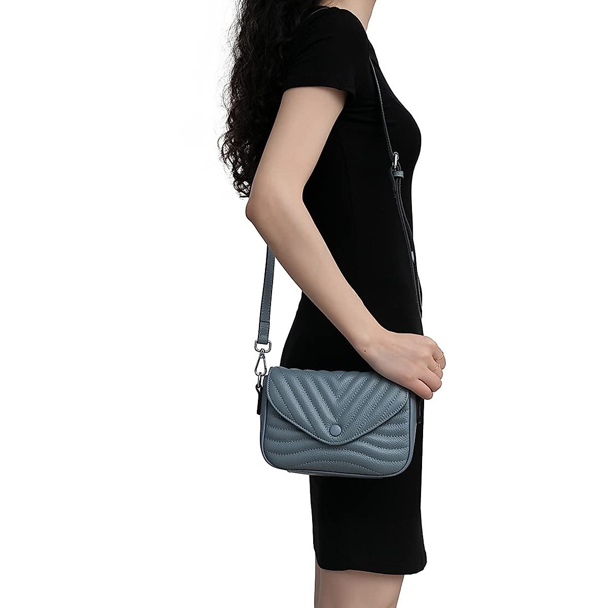 PAPARAZZI Small Quilted Crossbody Bags for Women Genuine Leather Messenger Bag Designer Purses and Handbags, Blue