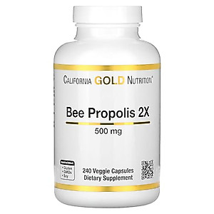 California Gold Nutrition Bee Propolis 2X Potency, Concentrated Extract 500 mg, Equivalent to 1000 mg of Natural Propolis, Support Immune Health & Vitality*, 240 Veggie Capsules