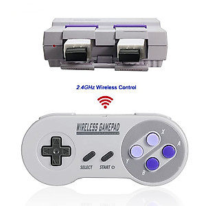 Wireless Controller for Mini SNES (Classic Edition, Only Works with Original Mini SNES Gamepad with USB Wireless Receiver Compatible with Switch, Windows,iOS,Liunx,Android Device (2 Packs)