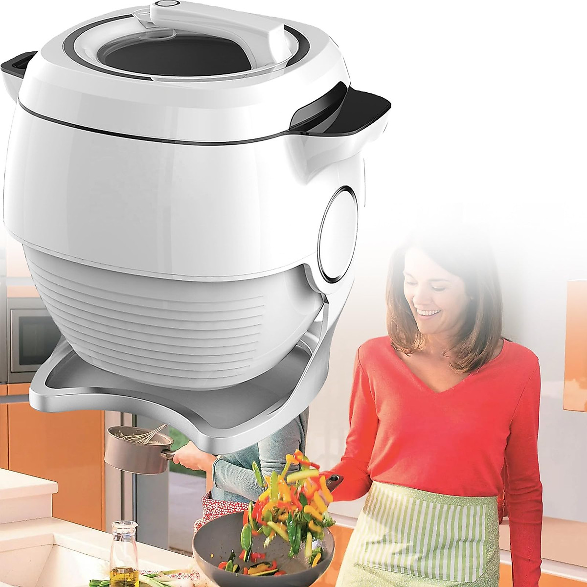 Portable Automatic Stir Fry Cooker, Automatic Cooking Machine, 360° Automatic Rotation and 3 Speed Adjustable, Touch Panel Cooker Robot for Home Outdoor Camping,110V