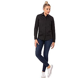 Chef Works Women's Shelby Zip Front Shirt, Black, Small
