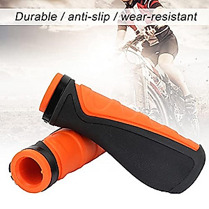 Bike Handlebar Grips, Orange & Black Rubber Anti-slip Lock-on Ergonomic Design Mountain Bike Grips, MTB BMX Anti-Slip Urban Bicycles Grips, Scooter Grips Accessories