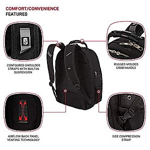 SwissGear 1923 ScanSmart Laptop Backpack, Black/Silver, 17-Inch