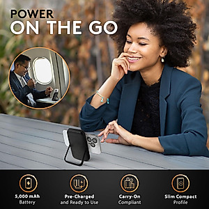 DURACELL Micro 5 Portable Charger | Foldable 5,000mAh Power Bank | MagSafe Compatible Wireless Portable Charger for iPhone | Dual Charge - Wireless Magnetic Charging + USB C | TSA Carry-On Compliant