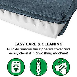 Furhaven Orthopedic Dog Bed for Medium/Small Dogs w/ Removable Bolsters & Washable Cover, For Dogs Up to 35 lbs - Sherpa & Chenille Sofa - Orion Blue, Medium