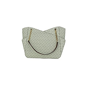 Michael Kors Jet Set Travel Large Chain Shoulder Tote Vanilla MK Signature Logo