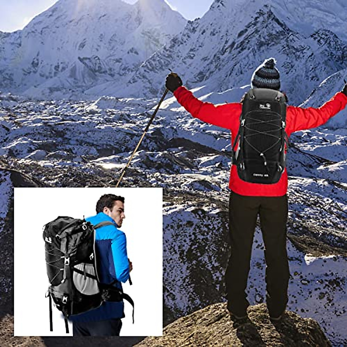 LOCALLION 50L Hiking Backpack, Large Capacity Camping Backpacks, Lightweight Waterproof Travel Daypack for Mountain Climbing