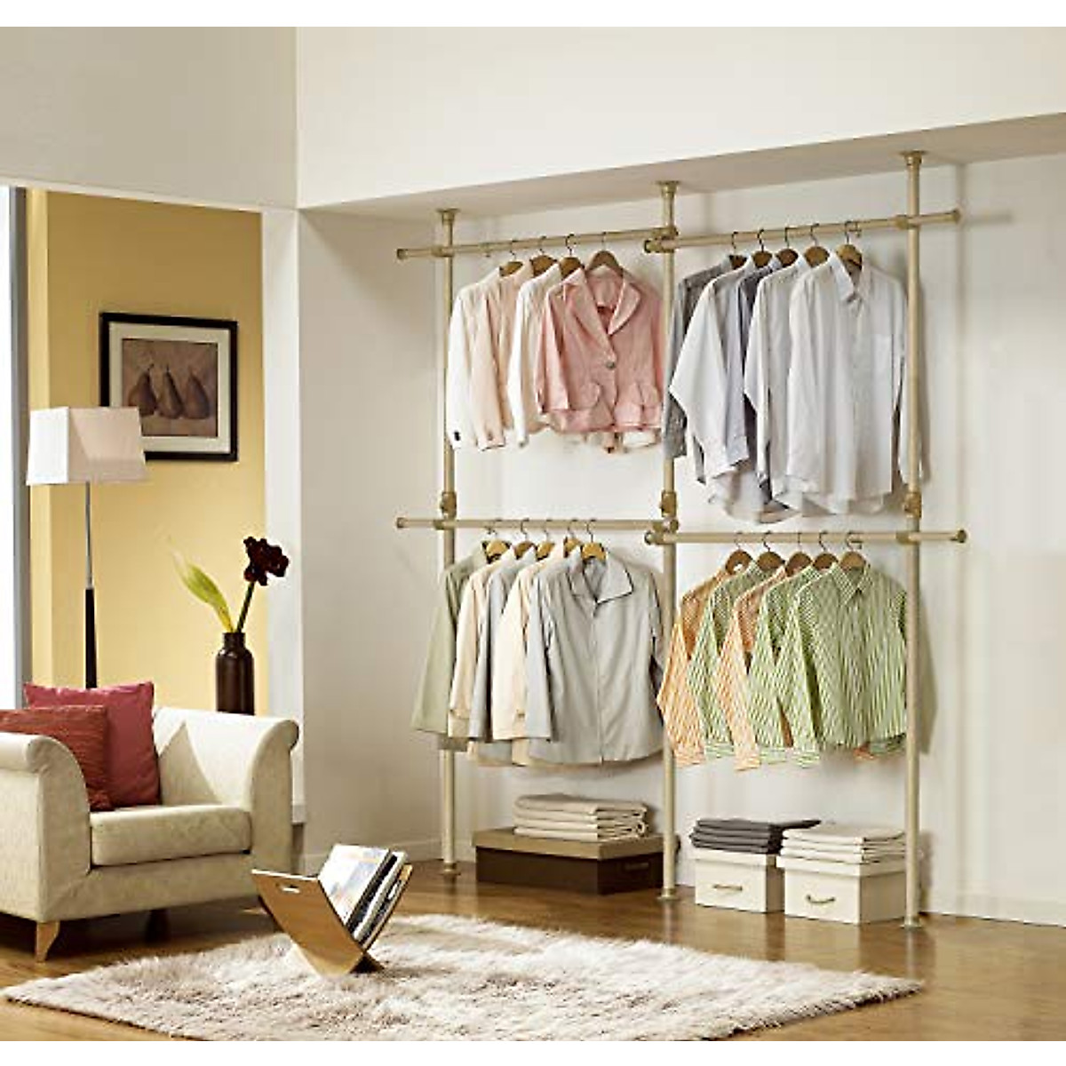 Prince Hanger, Premium Wood Double 2 Tier Hanger, Clothing Rack, Closet Organizer, Wood Color, Sturdy, PHUS-1032, Made in Korea